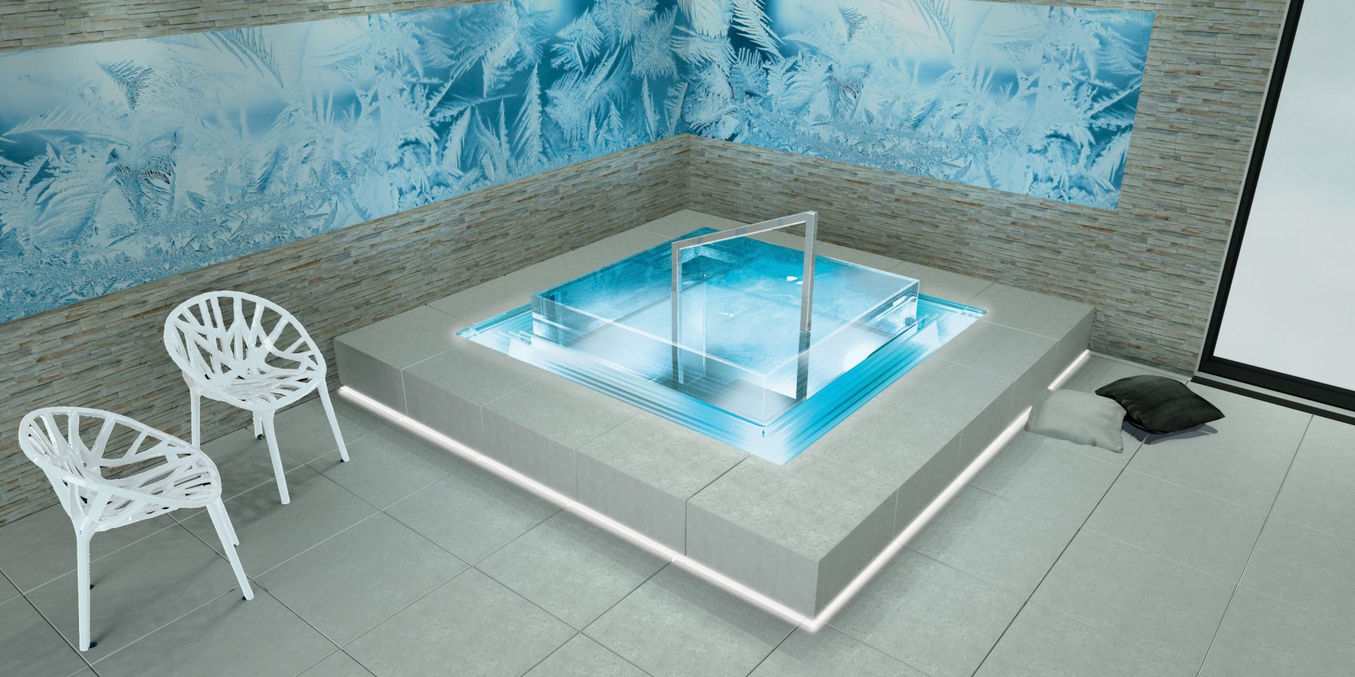 Ice Cube - חיפוי היקפי: אקריל שקוף / 20 מ”מ - דופן נגטיבית - Sparta Spa